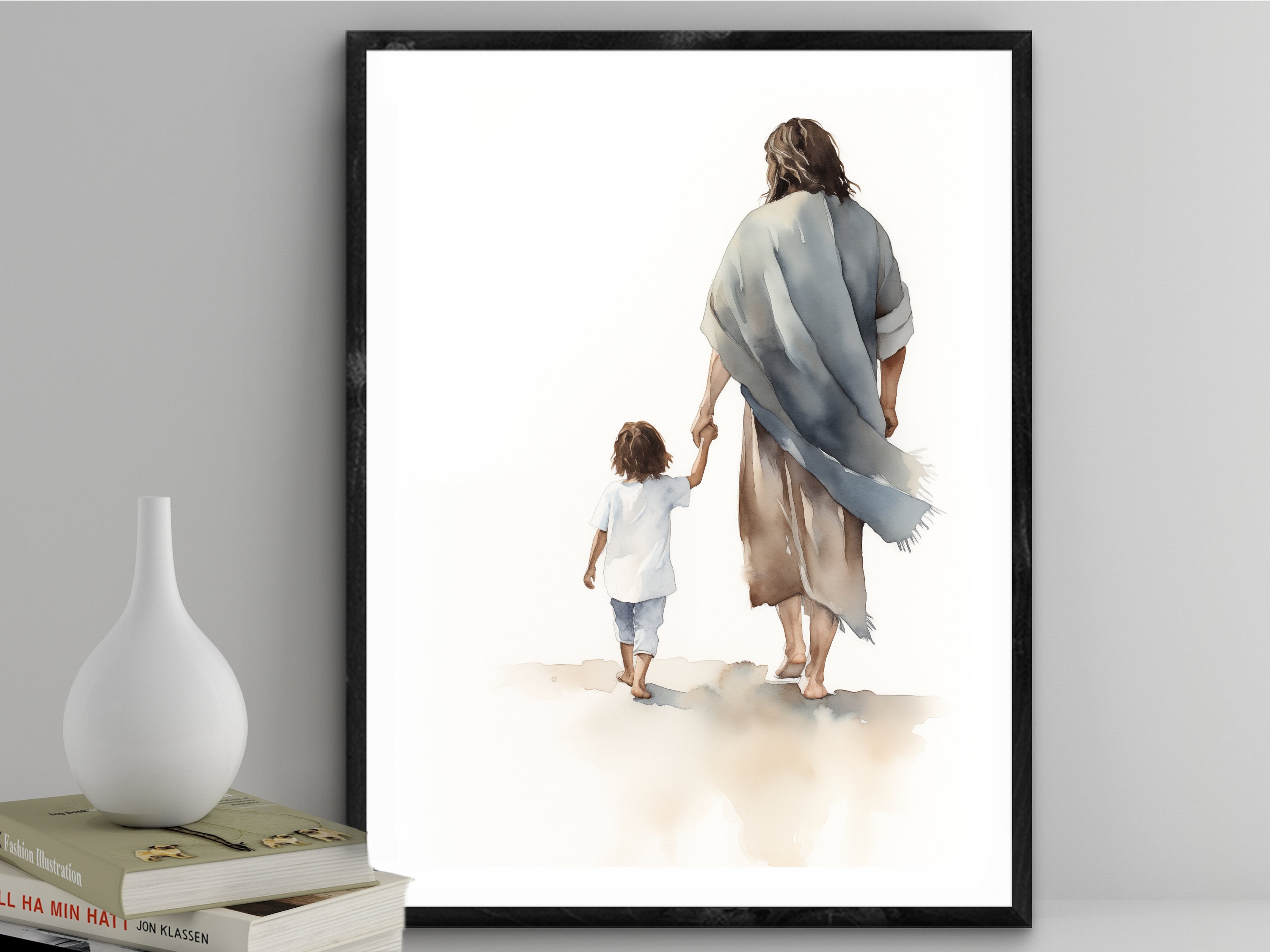 Jesus With a Little Boy, A Child of God, Bible Digital Print ...