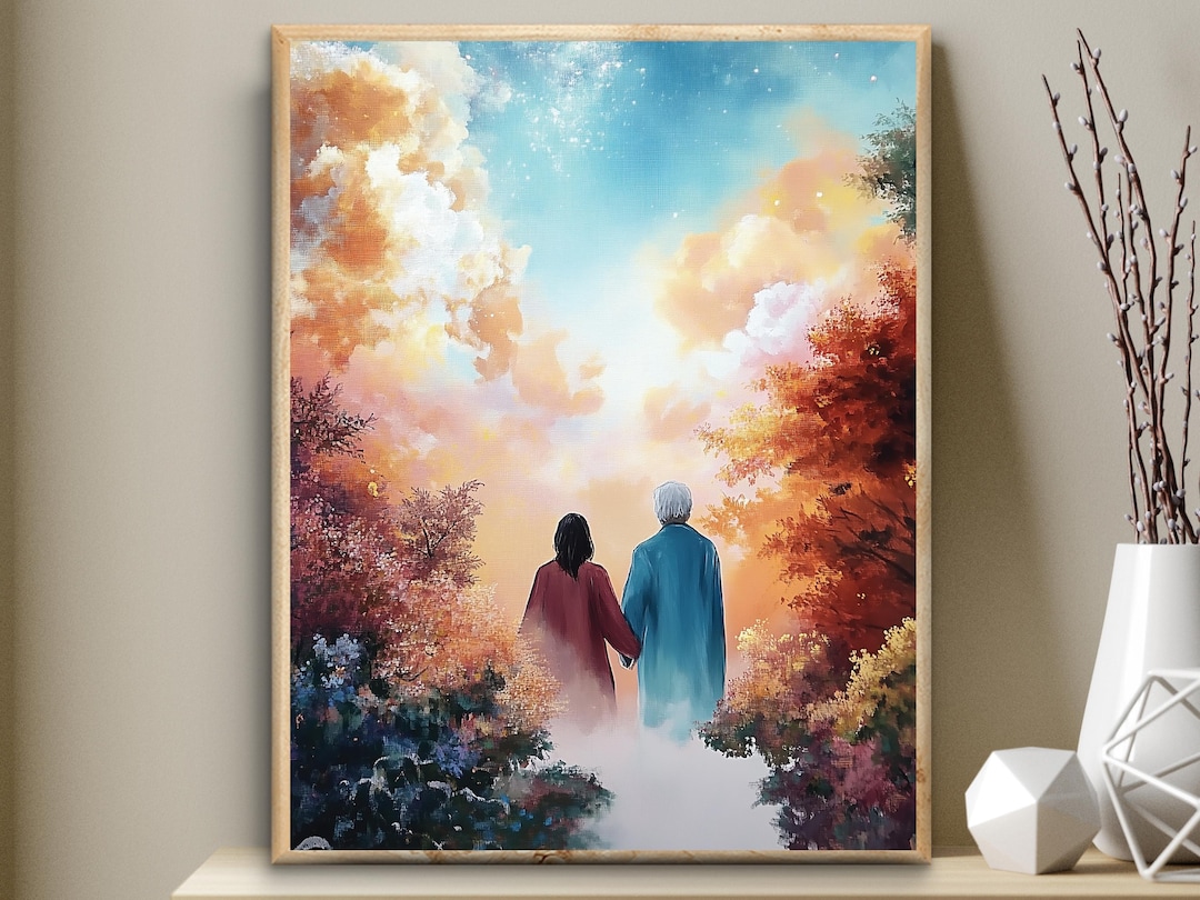 First Day in Heaven, Jesus Walking With a Man, Jesus Art Printable ...