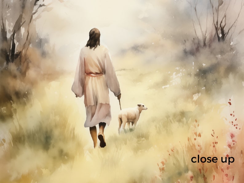 Jesus Leaves the 99, Parable of the Lost Sheep Watercolor Bible Digital ...