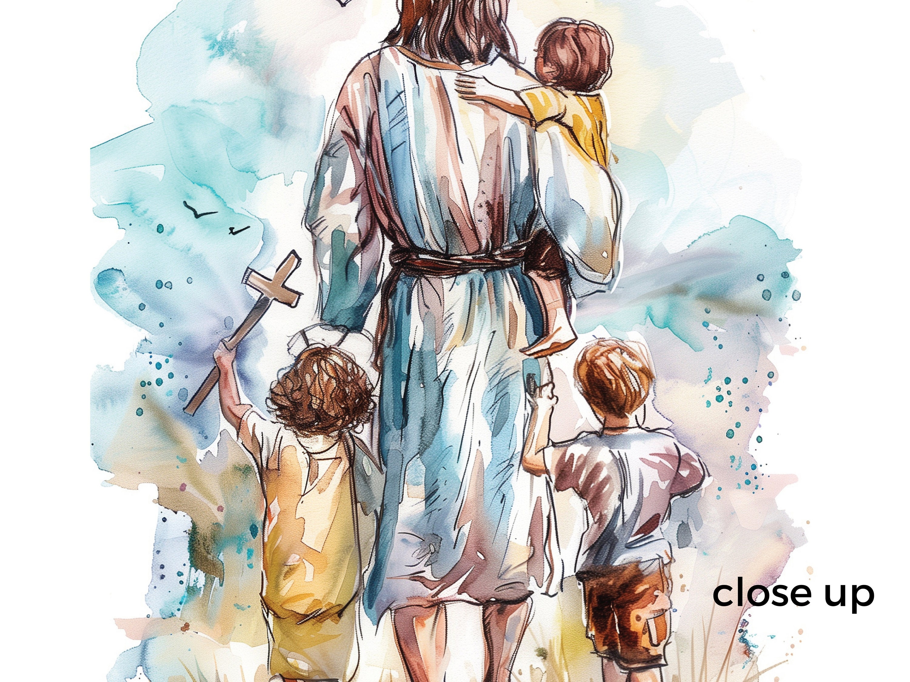 Jesus Christ With Three Brothers, Children, Boys, Digital Print, Ink ...