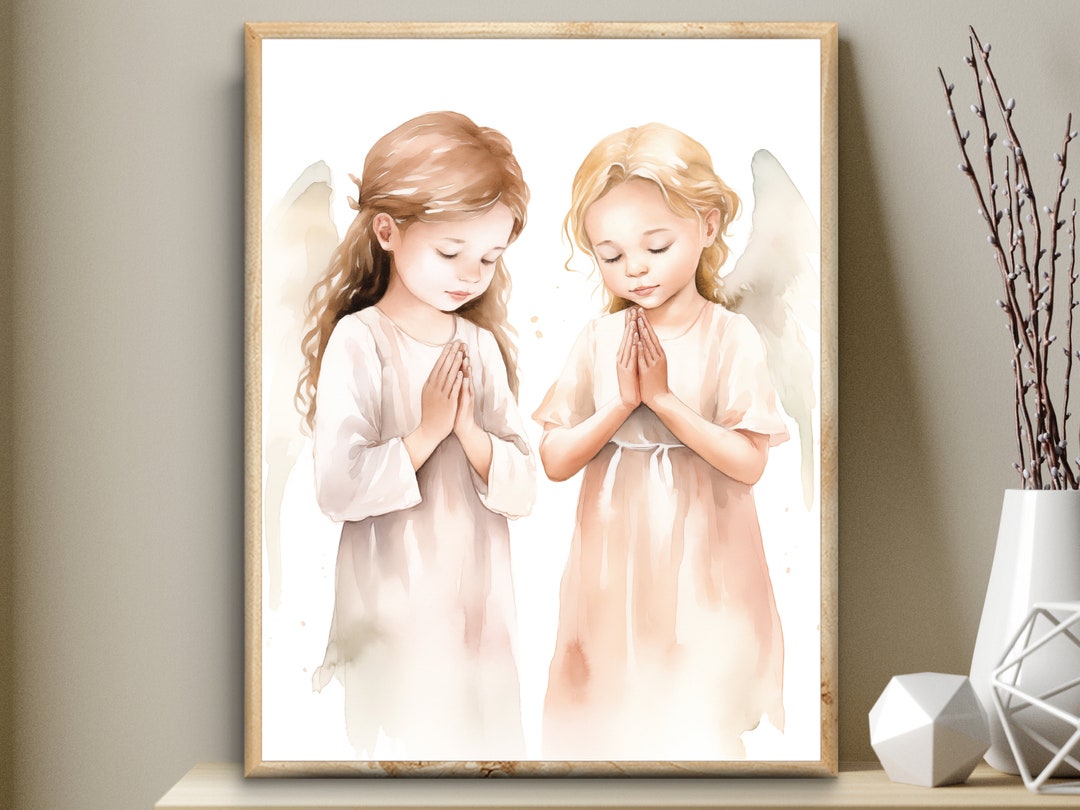 Angel Sisters, A Child of God, Two Girls Praying, Bible Digital Art ...