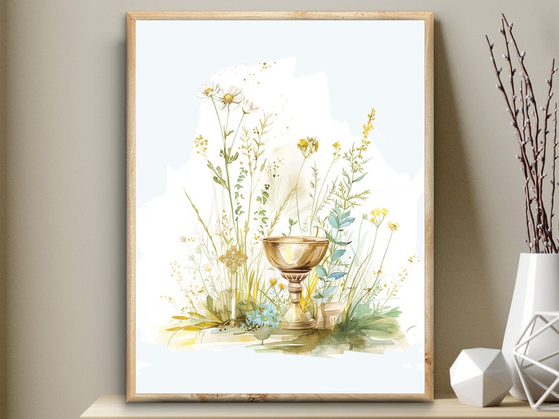 Sacred Chalice Holy Communion, Modern Digital Wall Art, Bible Digital ...
