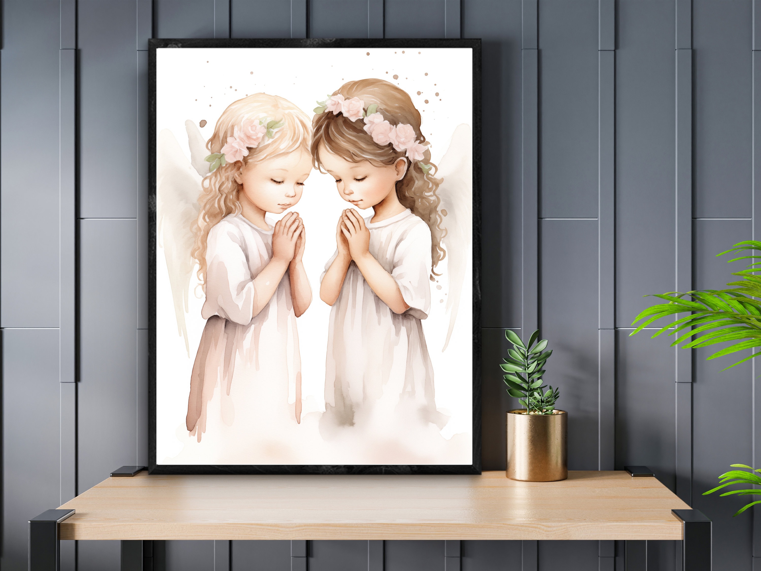 Two Girls Praying, Angel Sisters, A Child of God, Bible Digital Art ...