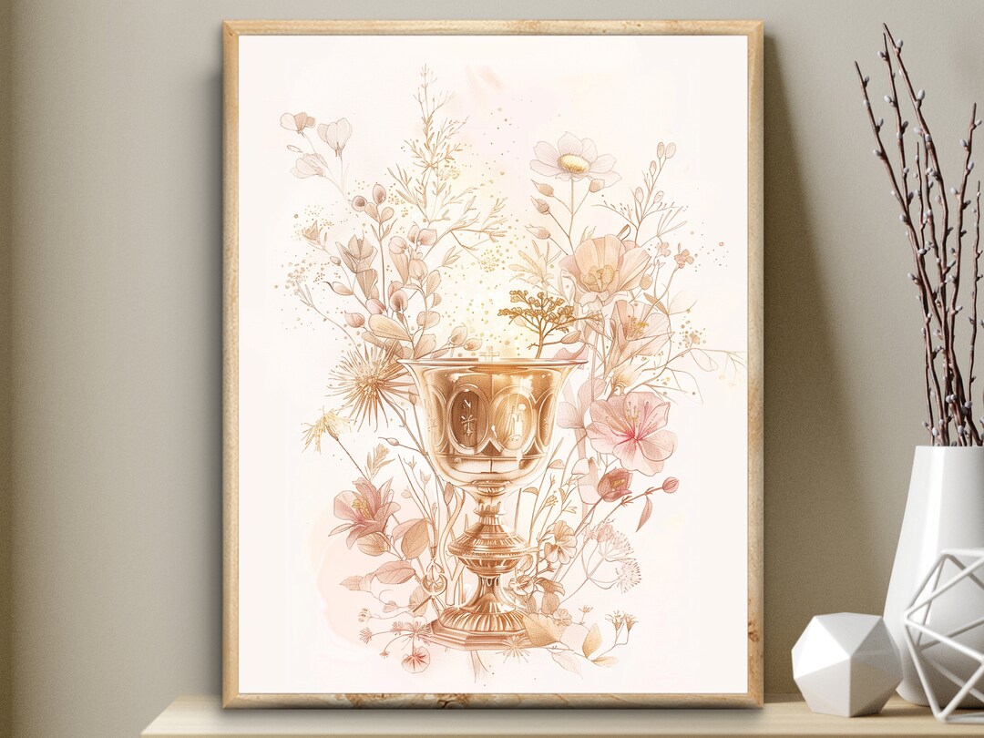 Sacred Chalice, Modern Digital Wall Art, Bible Digital Print, Eucharist ...