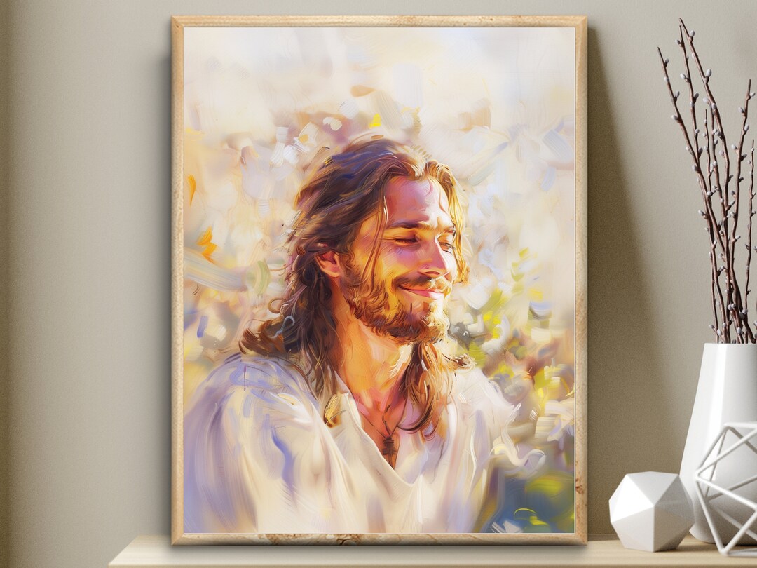 Jesus Christ Smiling, Joy, INSTANT DOWNLOAD, Bible Digital Print, Jesus ...