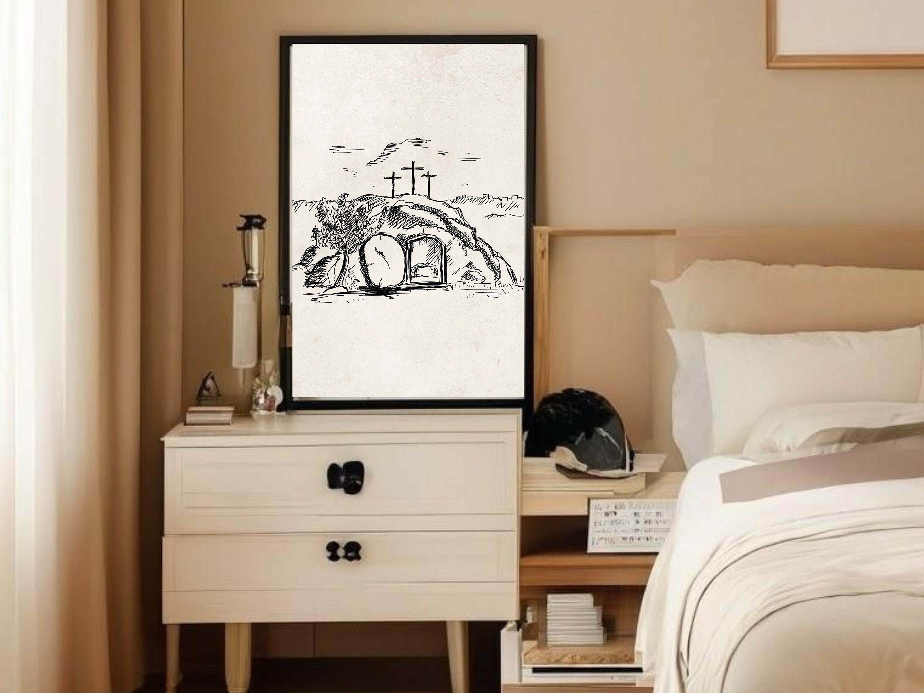 Jesus Christ in His Tomb Ink Sketch Print | Jesus Art | Bible Digital ...