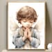 Angel Boy in Prayer Boho Watercolor Printable, Bible Digital Art ...