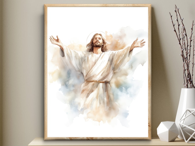 Ascension of Jesus Watercolor Print | Jesus Art | Bible Digital ...