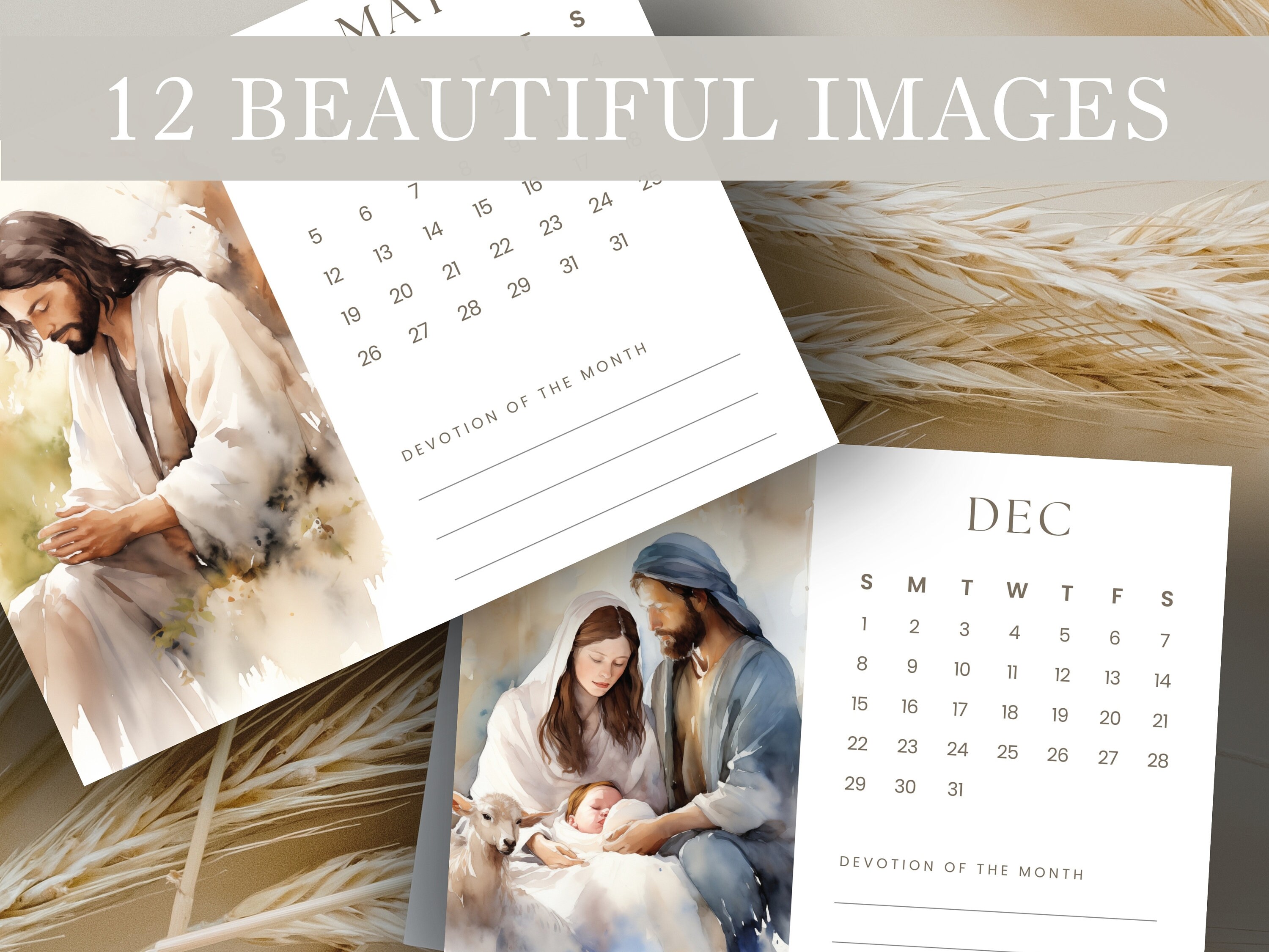 2024 Christian Calendar Printable, Instant Download, Jesus Prints and ...