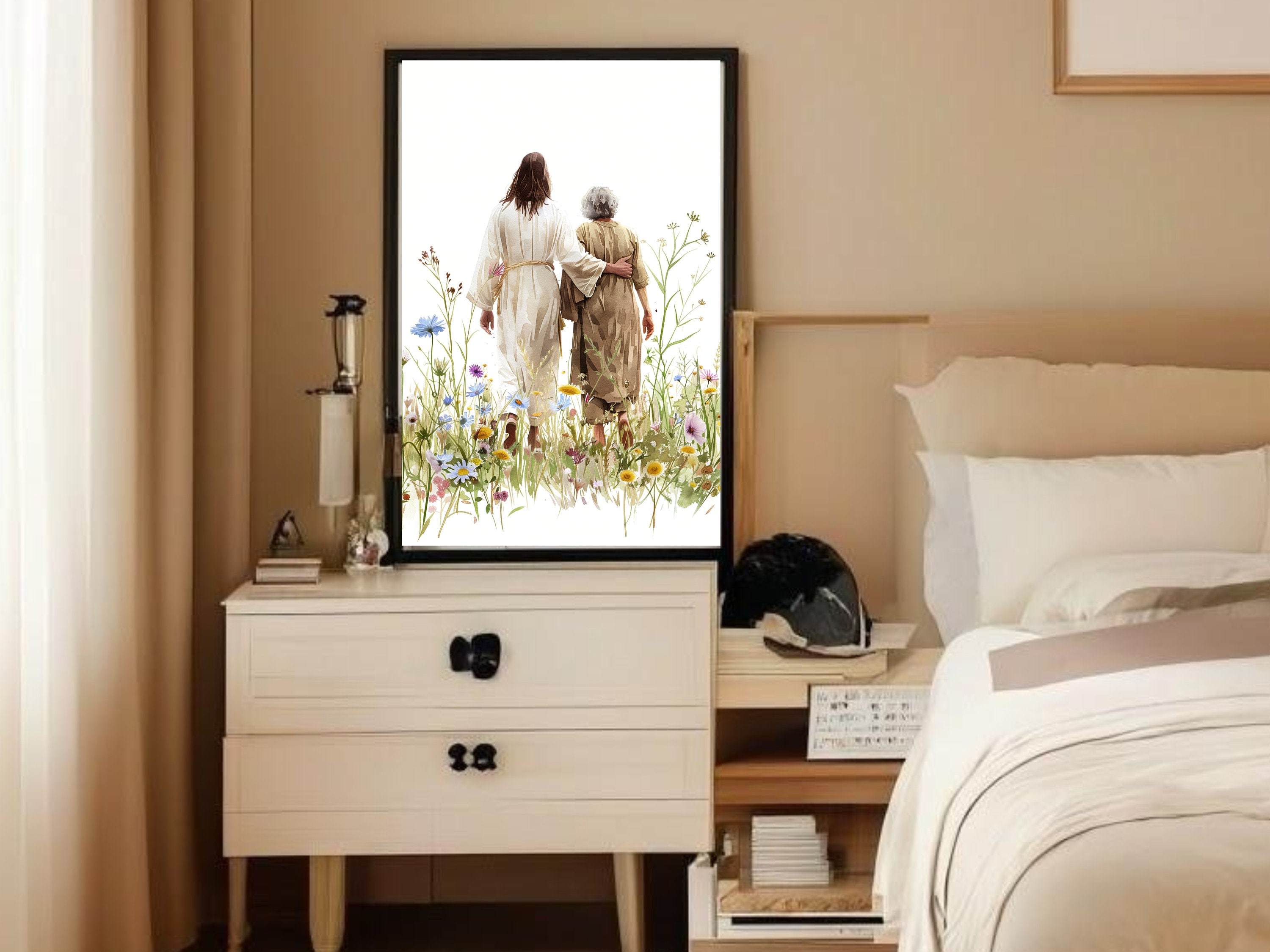 Jesus With a Senior Woman, Transitioning Art Printable, Bible Digital ...