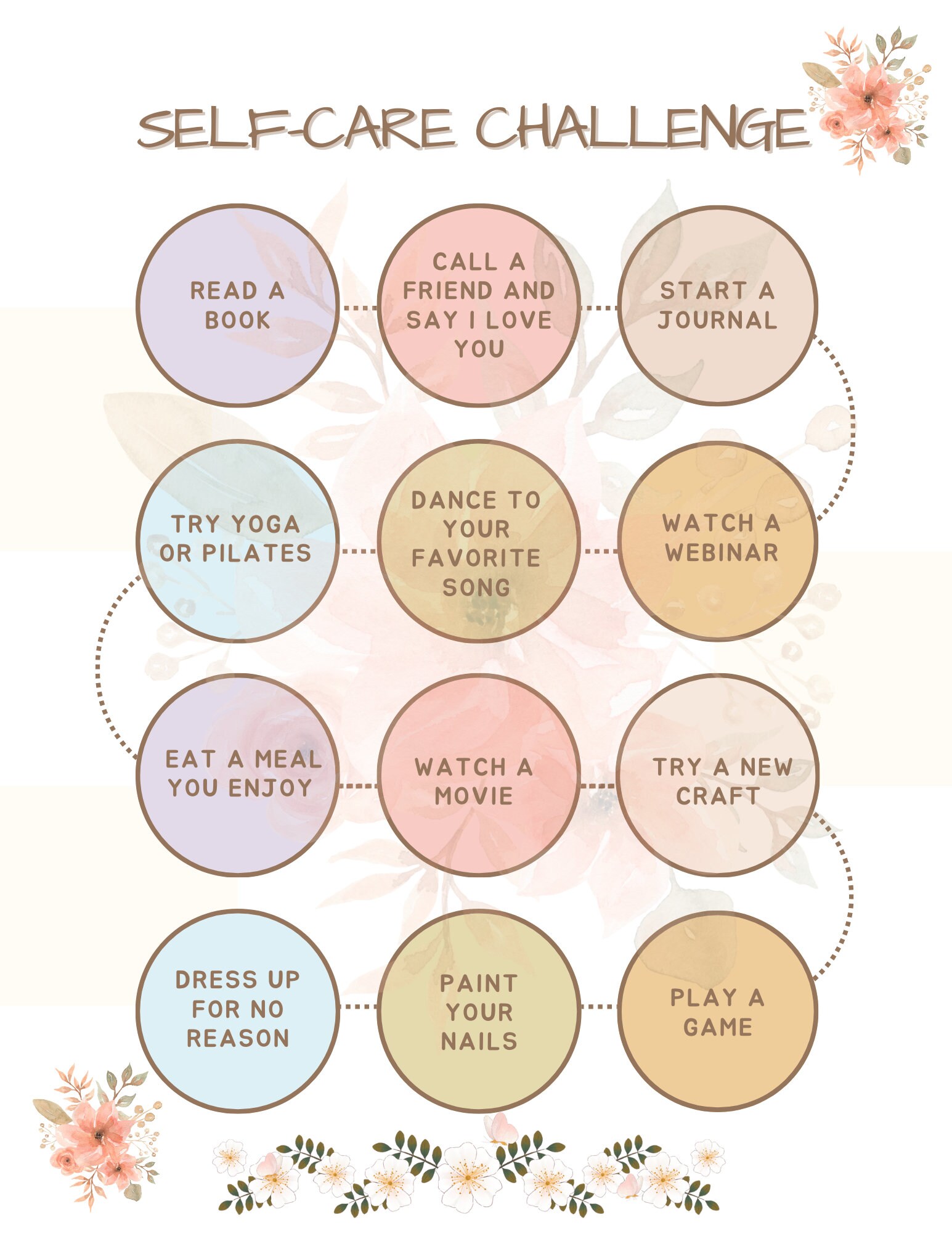 30 Day Self Care Challenges. Journaling Self Challenge. Different ...