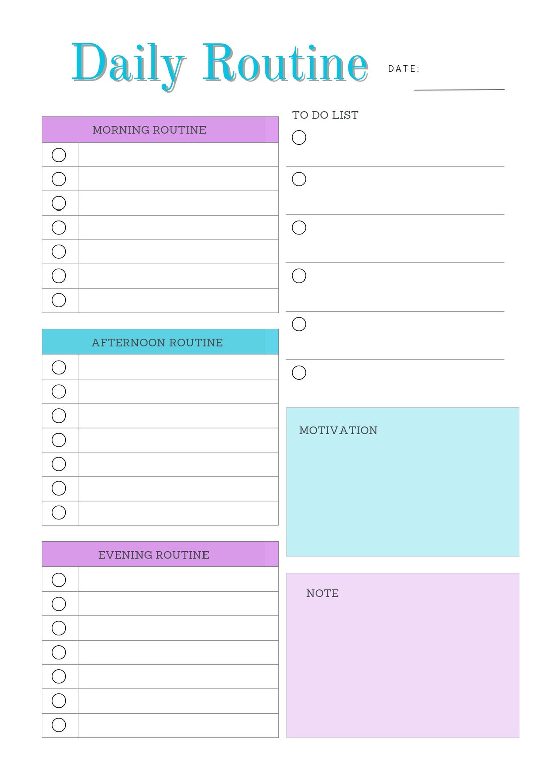 Daily Routine M49. Purple and Turquoise. Challenge. Notes. - Etsy