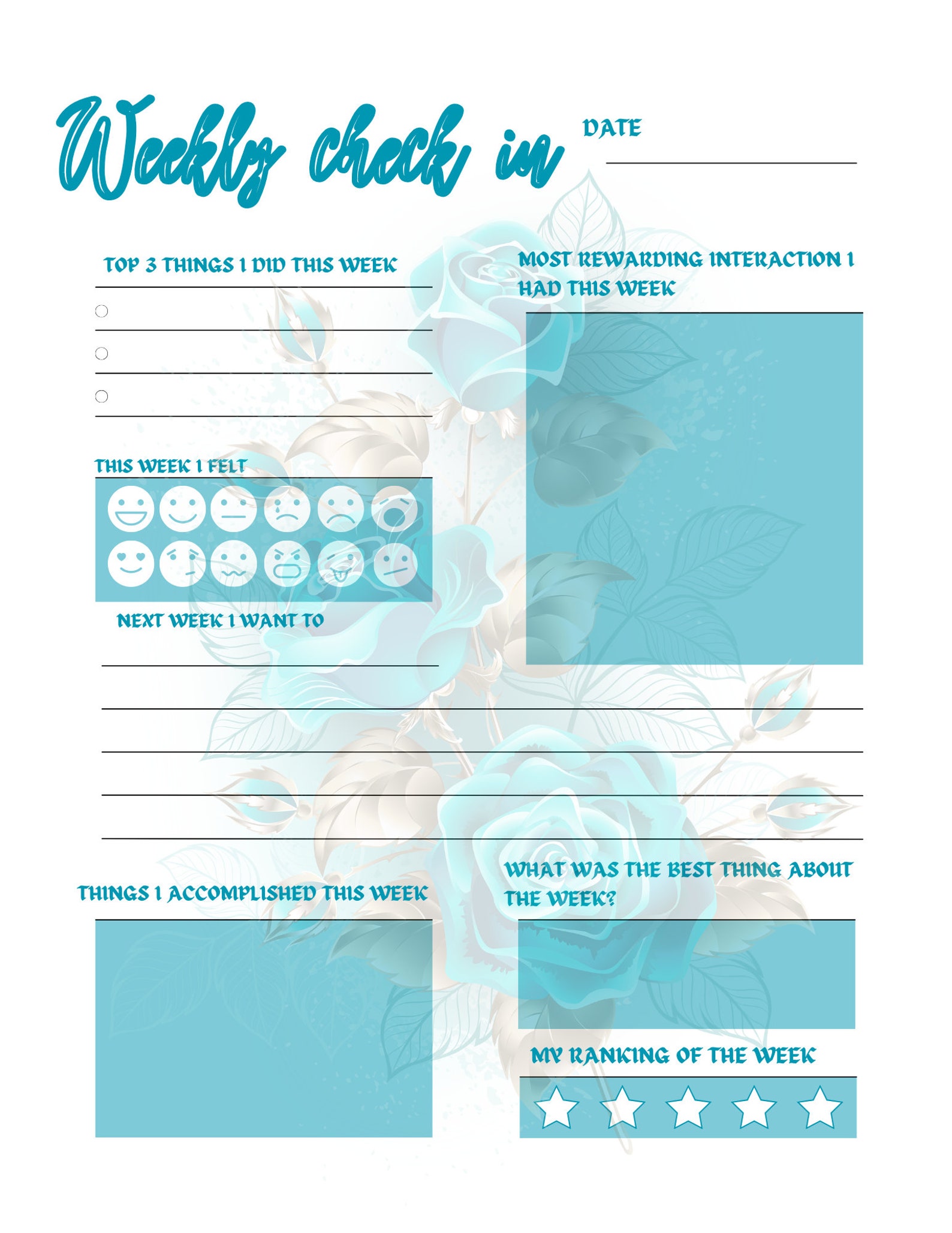 Colorful Template Helping Organize Your Day. Weekly Check In. Different ...