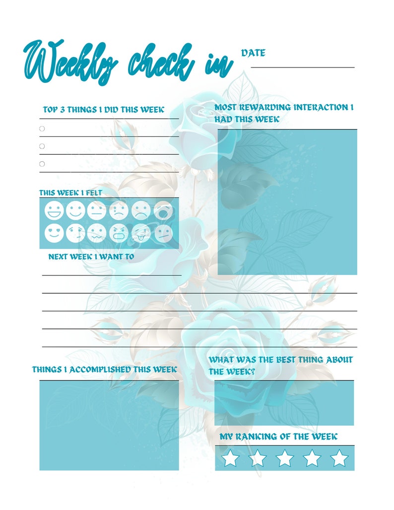 Colorful Template Helping Organize Your Day. Weekly Check In. Different ...