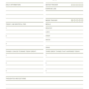 Mental Health Reflection. Daily Wellness Log. Gratitude Journal ...