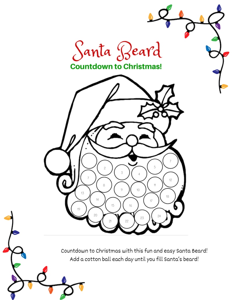 Santa Claus Countdown to Christmas Fun Template! - Etsy