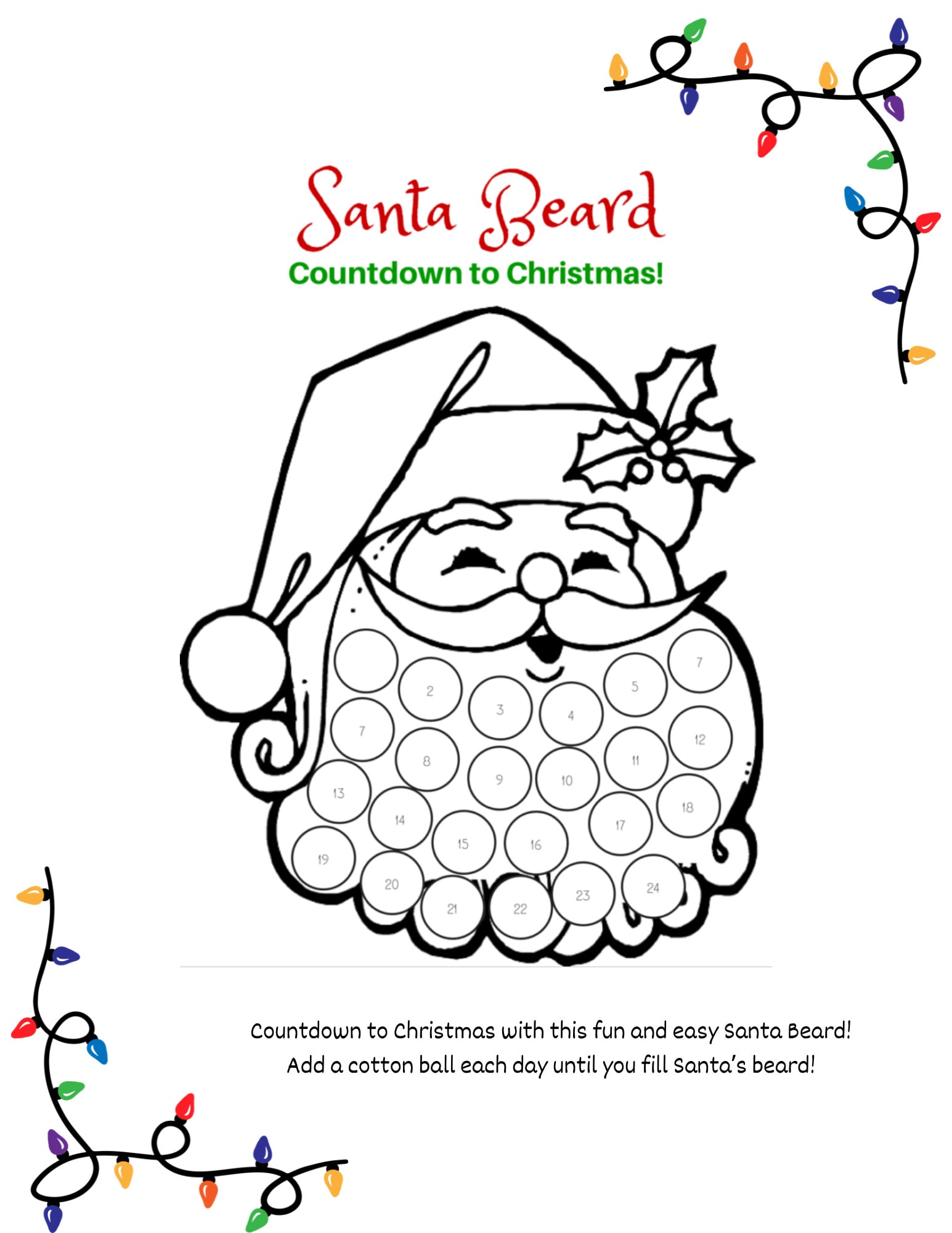 Santa Claus Countdown to Christmas Fun Template! - Etsy