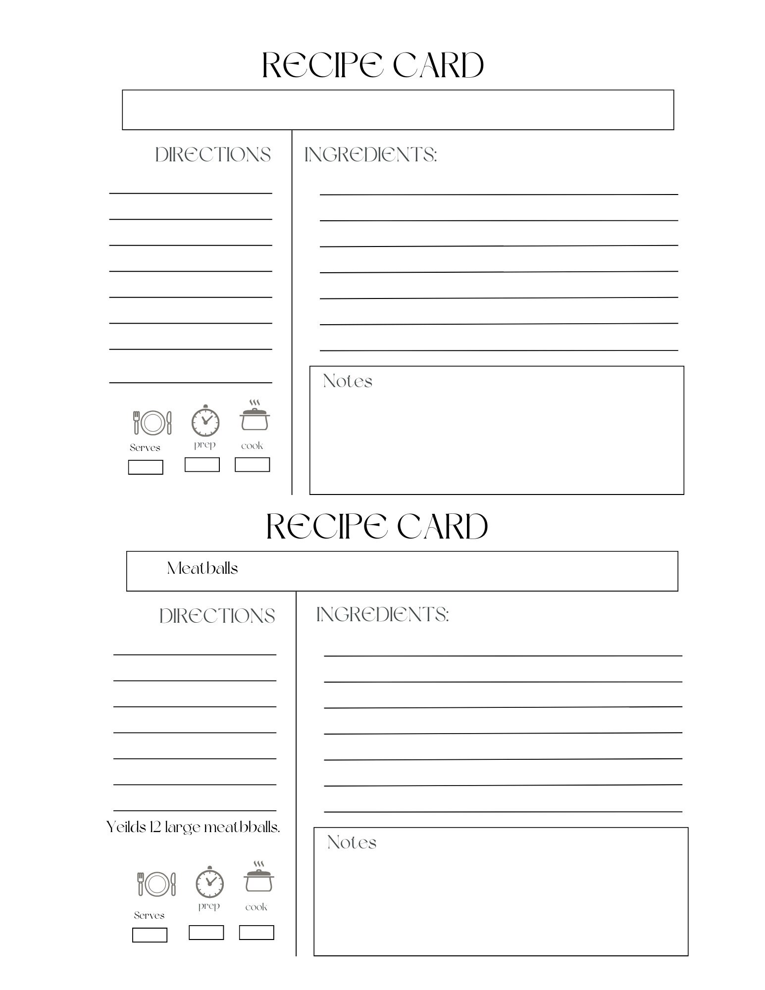 Recipe Cards 3 Various Sizes - Etsy