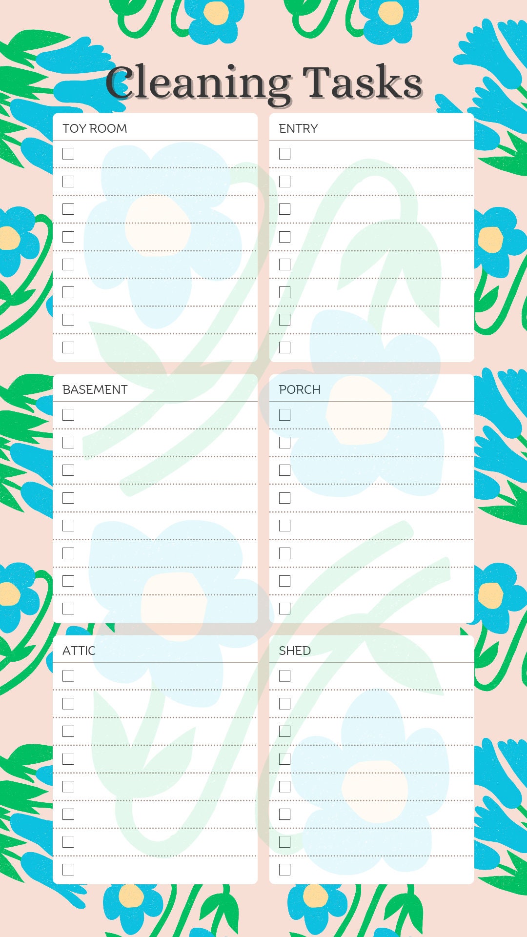 Cleaning Tasks. Check List Two Pages. - Etsy