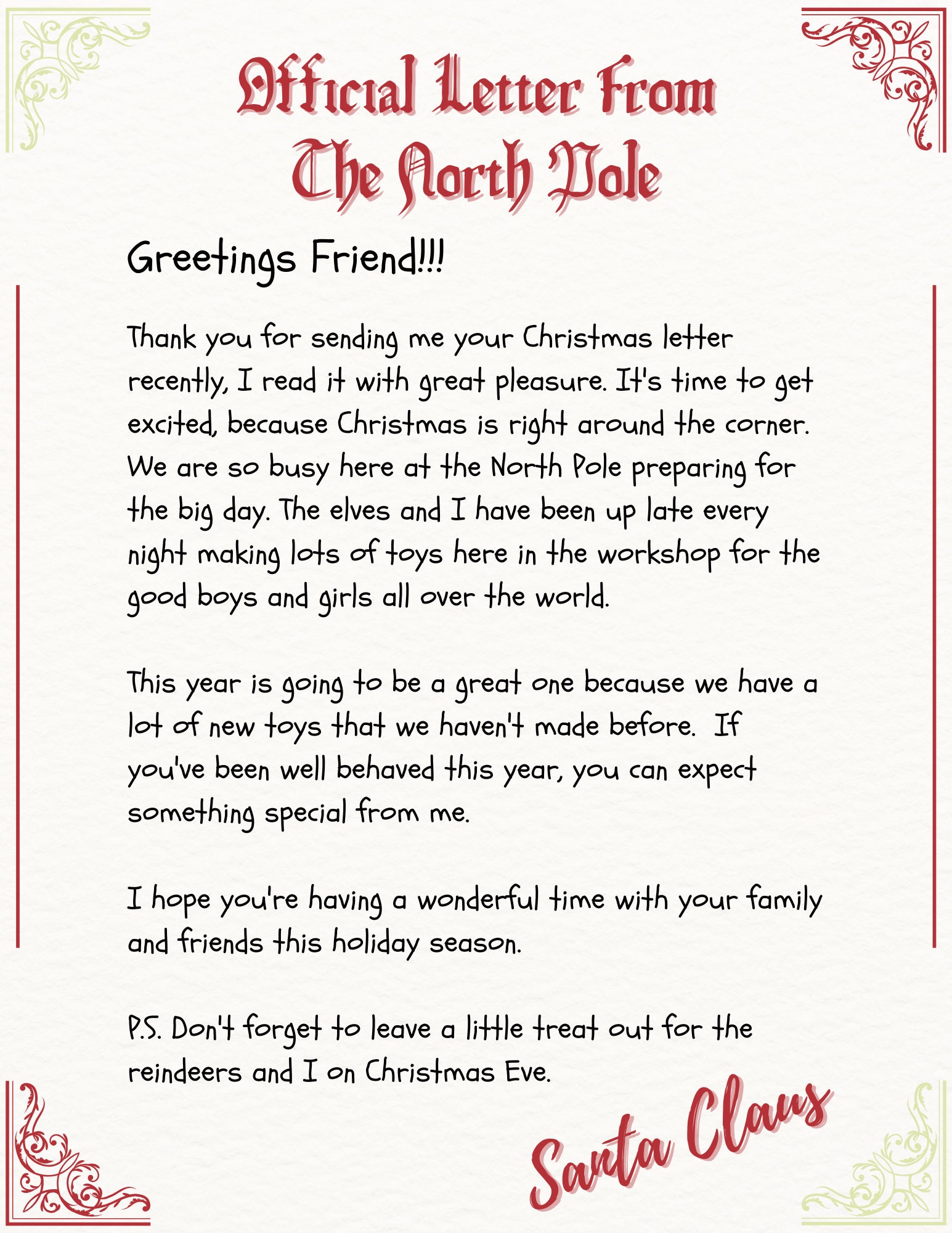 Dear Santa Letters With Official Letter From the North Pole. Santa's ...