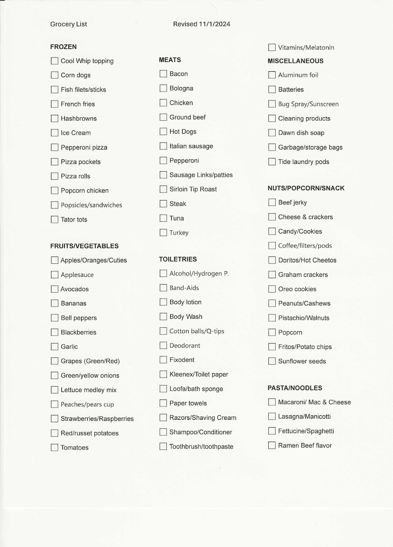 Grocery List Includes Blank Sheet to Create Your Own! - Etsy