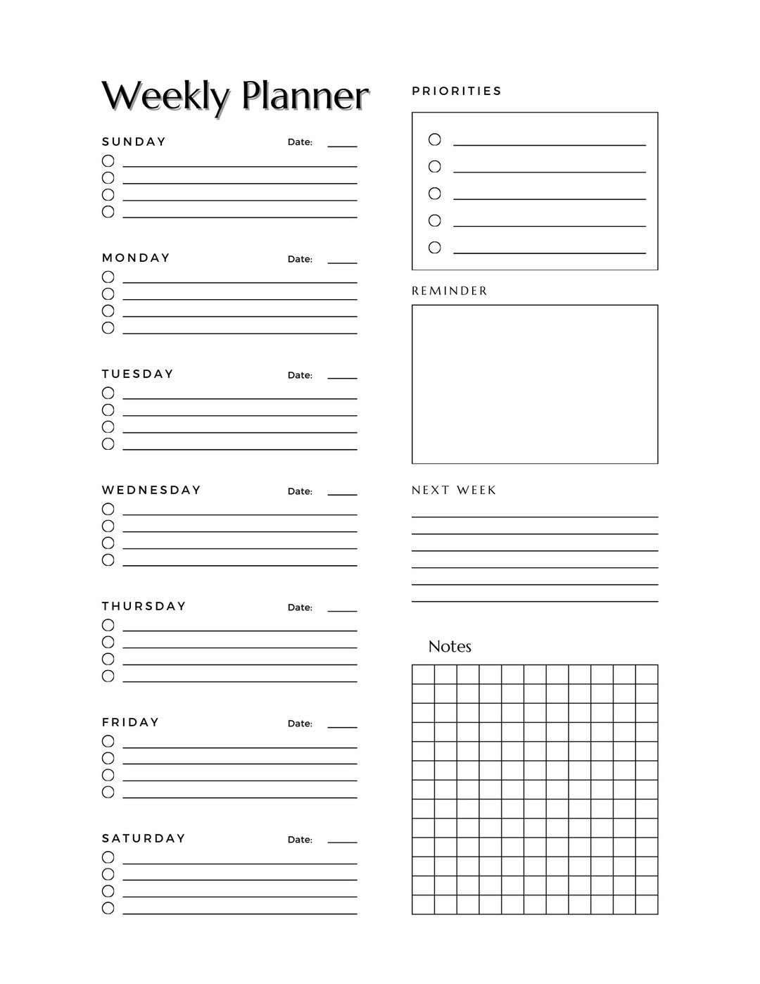 Weekly Planner. Gratitude Journal. Yearly Planner. - Etsy