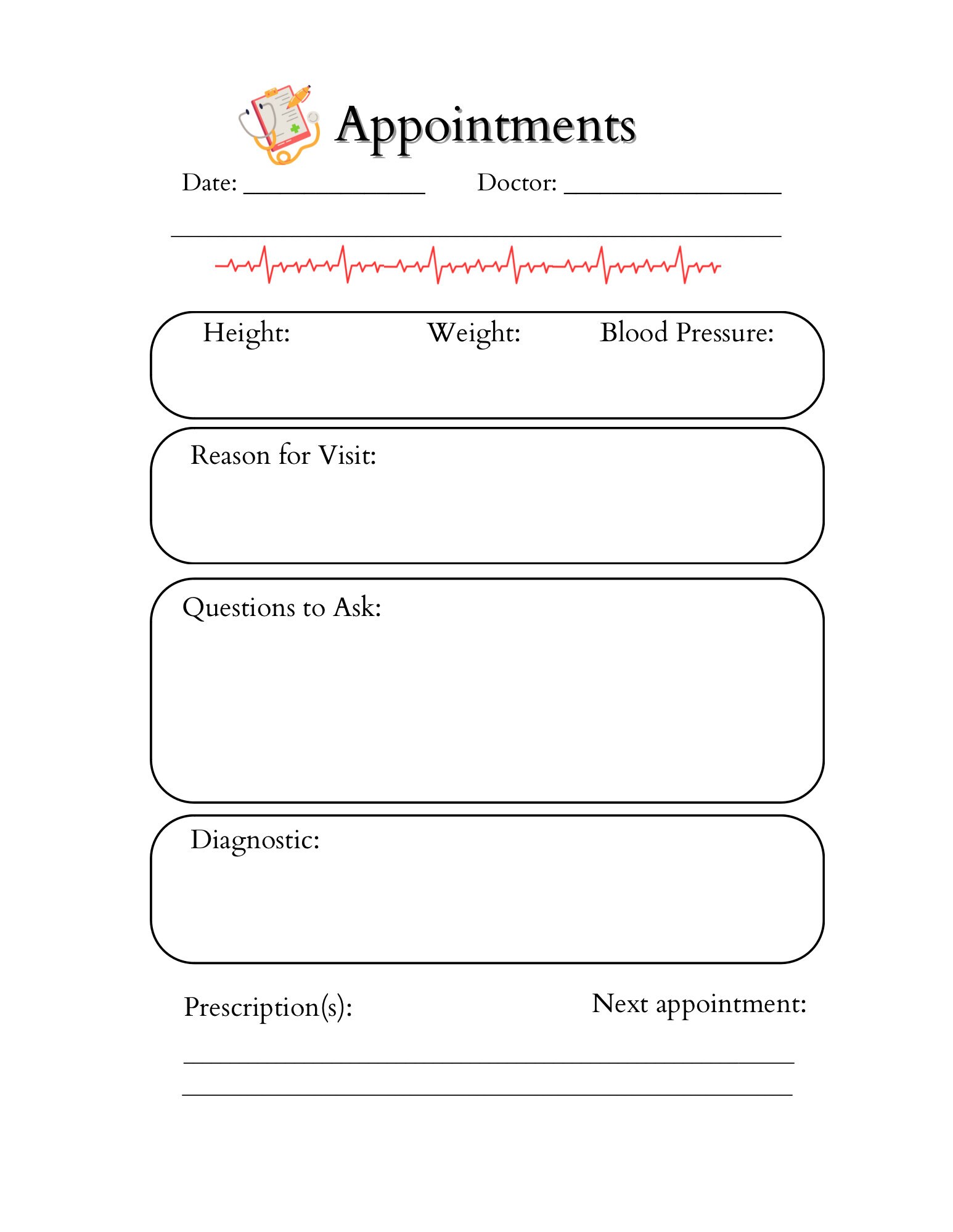 Appointments. M87 A Handy Printable Template to Keep Track of ...