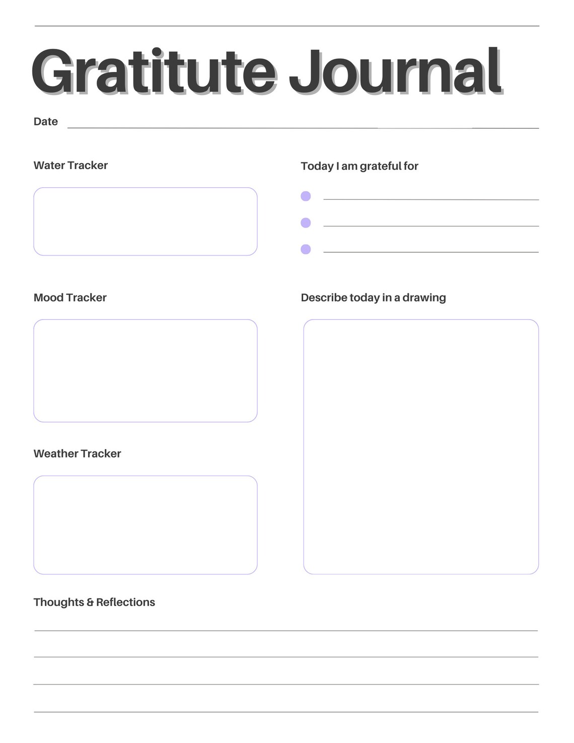 Mental Health Reflection. Daily Wellness Log. Gratitude Journal ...