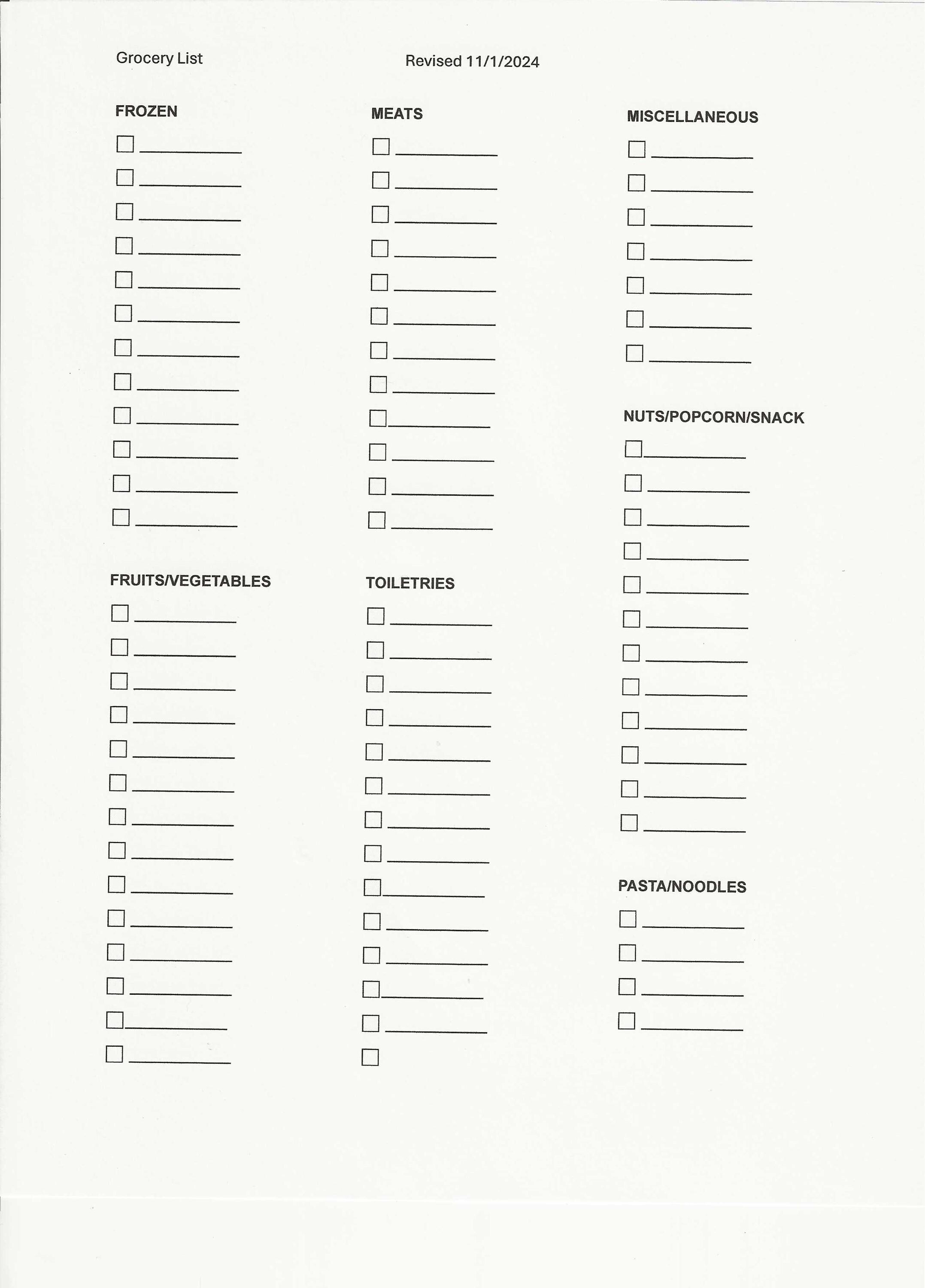 Grocery List Includes Blank Sheet to Create Your Own! - Etsy