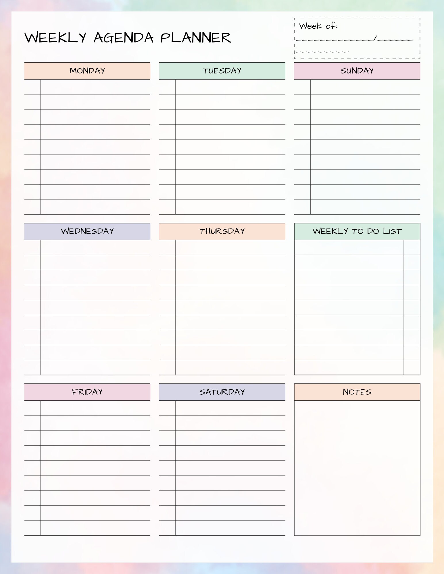 2024 Colorful Theme. M58. Daily Schedule. Monthly Budget. Weekly Agenda ...
