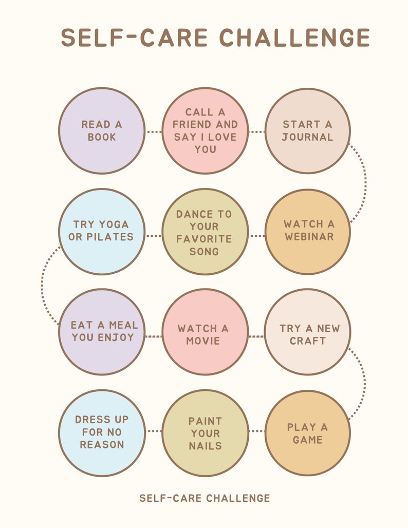 Self-care Challenges. M70 Colorful. Habit Tracker. Colorful. - Etsy