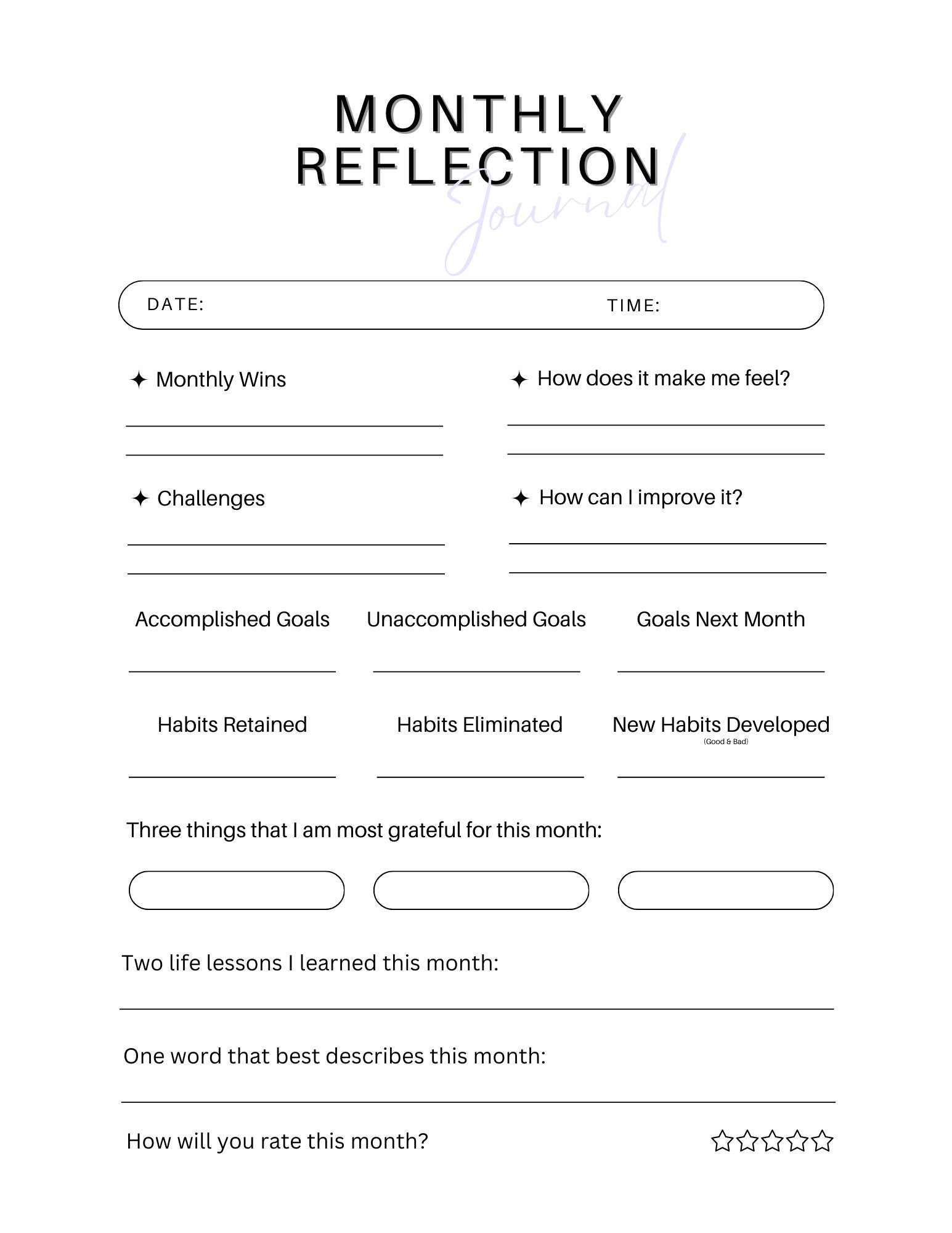 Mental Health Reflection. Daily Wellness Log. Gratitude Journal ...