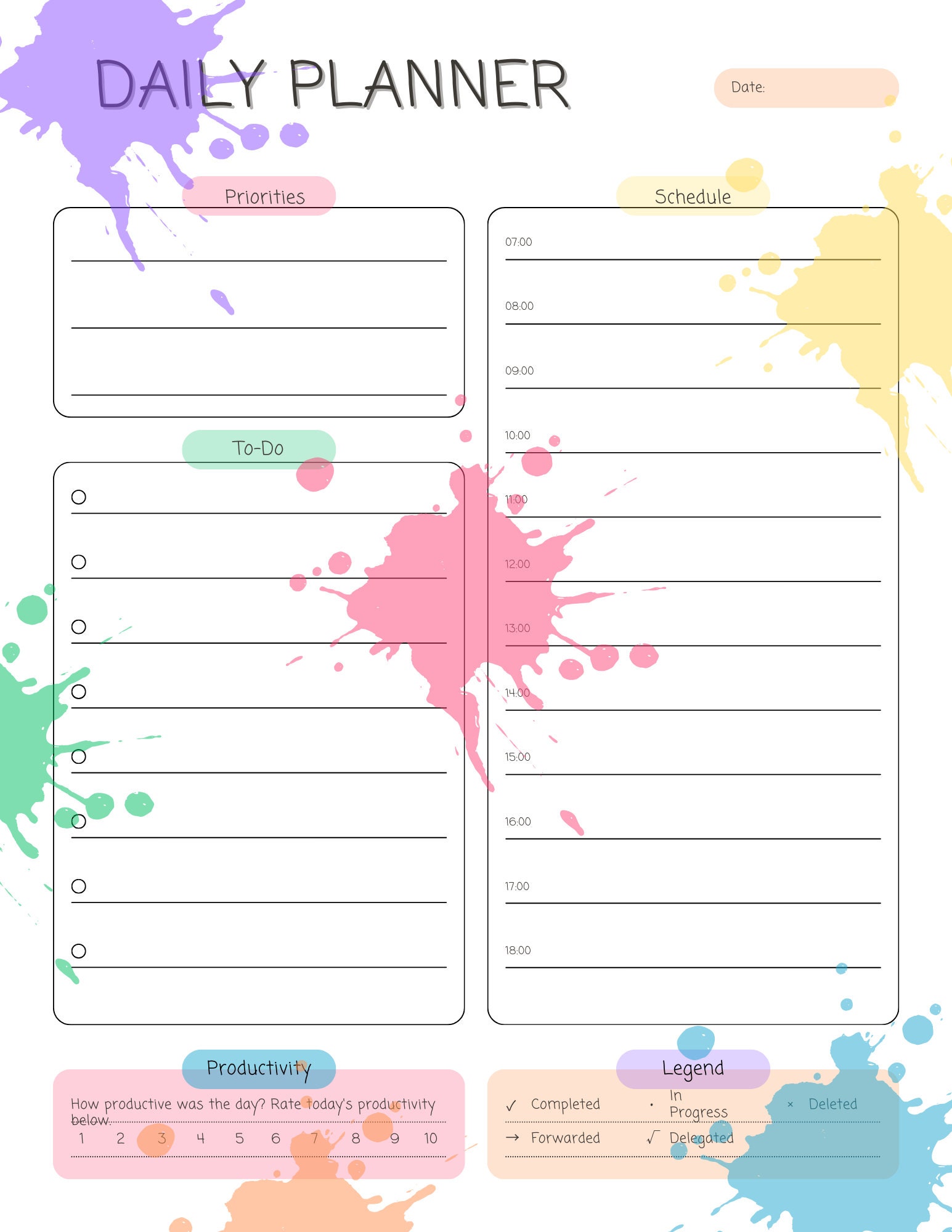 Paint Splash Theme. Monthly Budget, Daily Planner, Self-care Plus ...