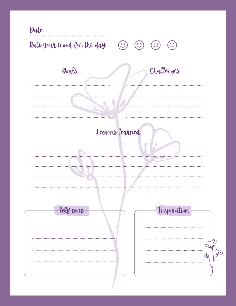 Mental Health Printable Template. Reflection. Daily Focus Journal ...