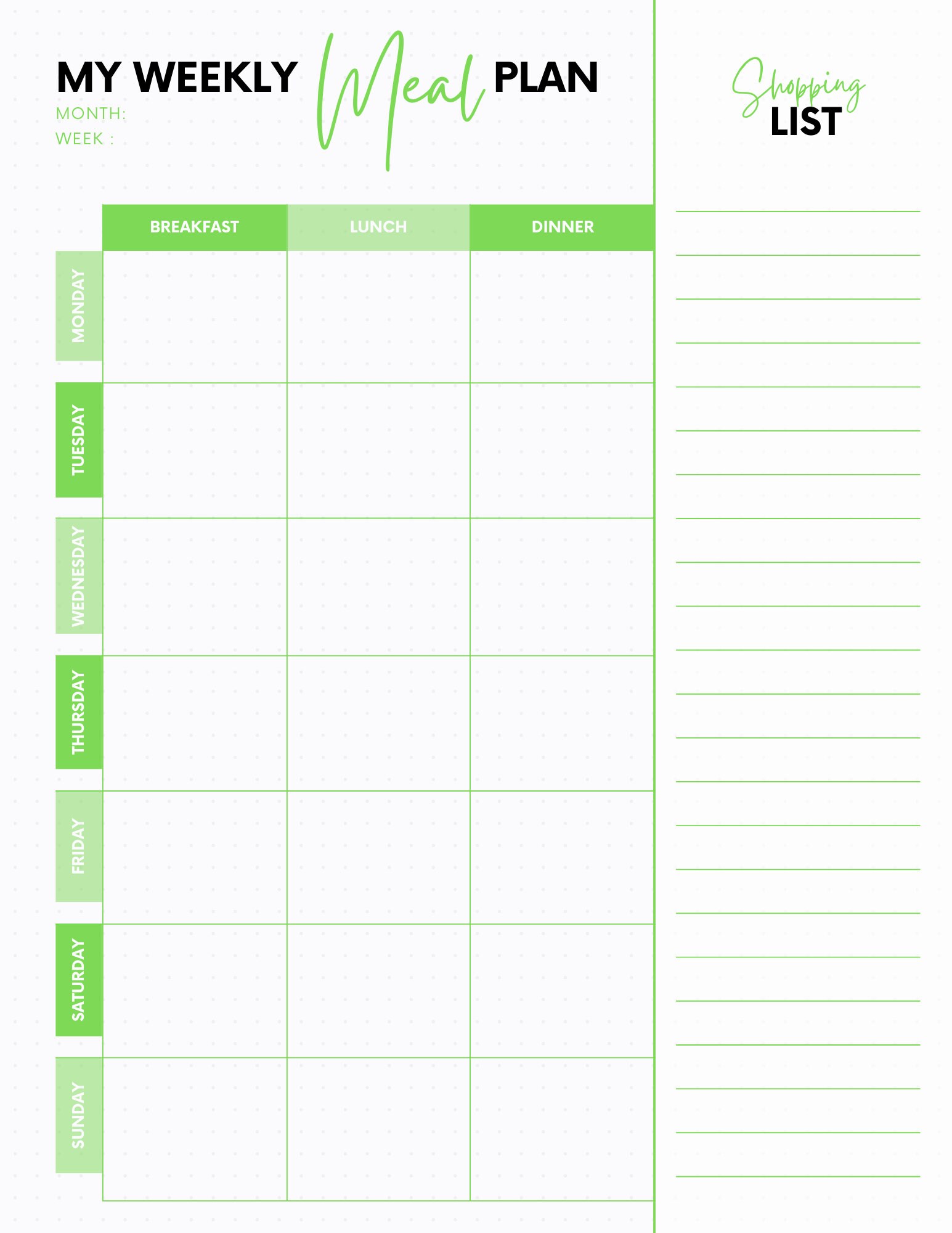2024 - Green Theme Daily Planner. Calendar. Notes. Weekly Menu. - Etsy
