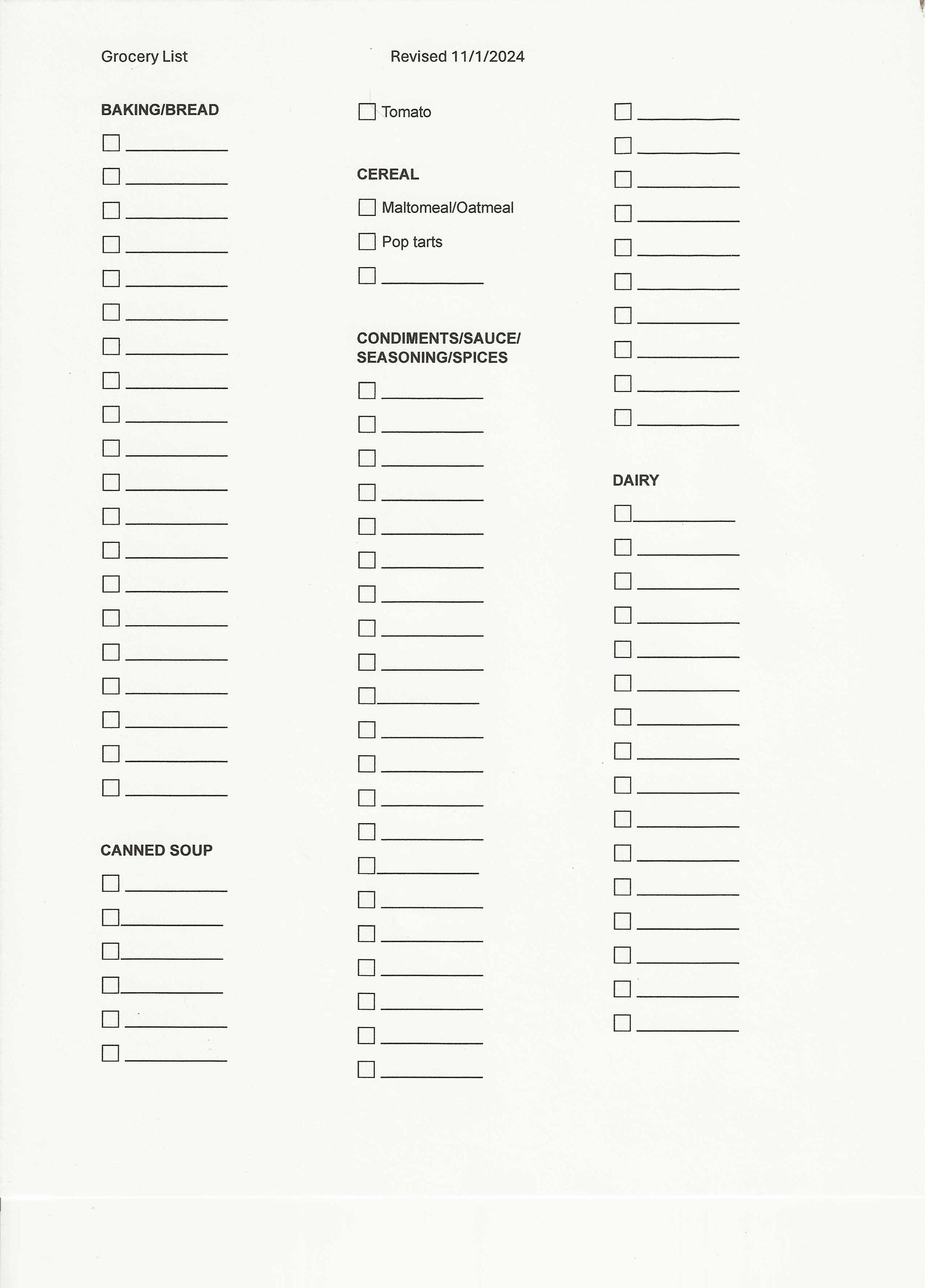 Grocery List Includes Blank Sheet to Create Your Own! - Etsy