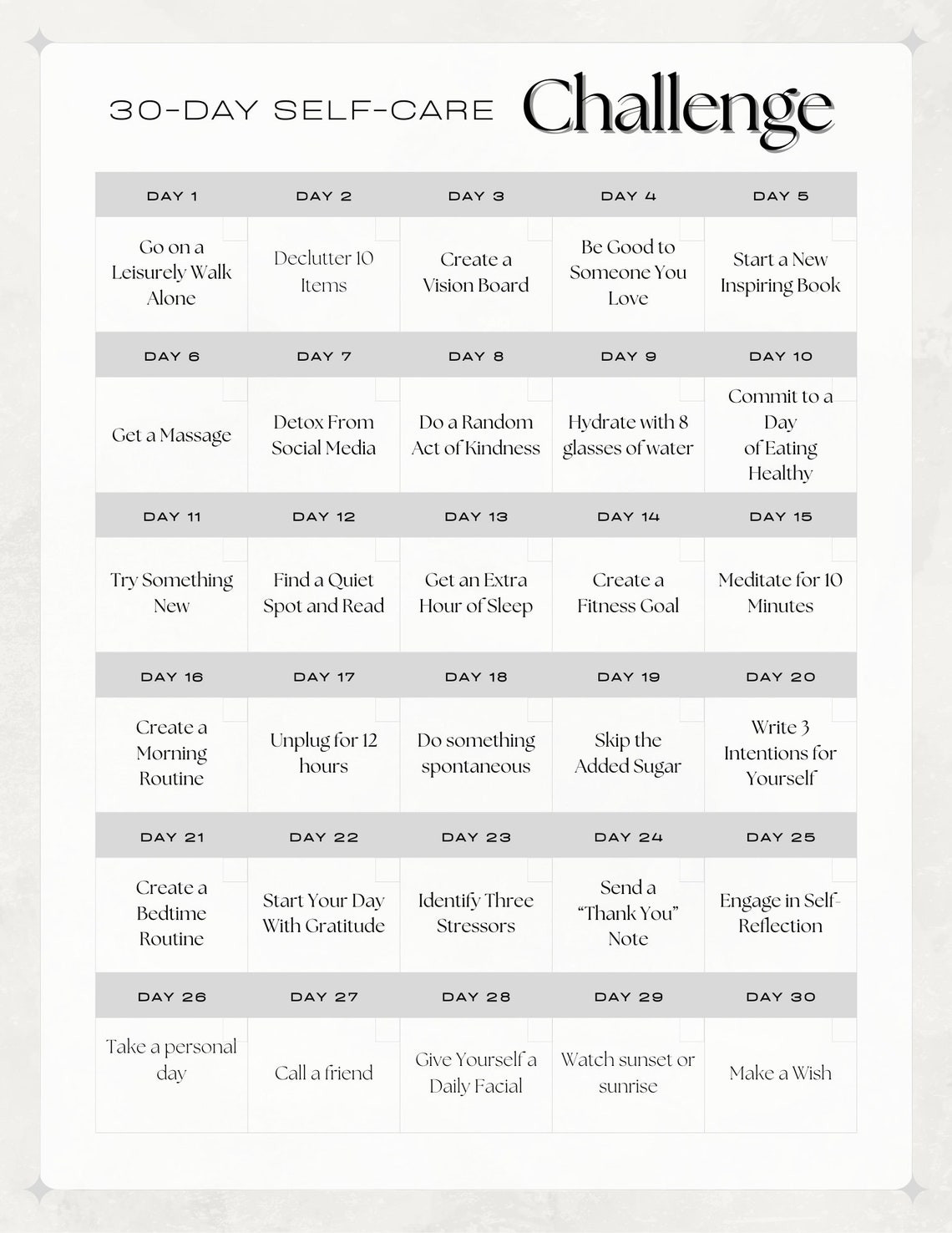 30 Days of Self-care Challenges. Journaling Page. Monthly Budget ...
