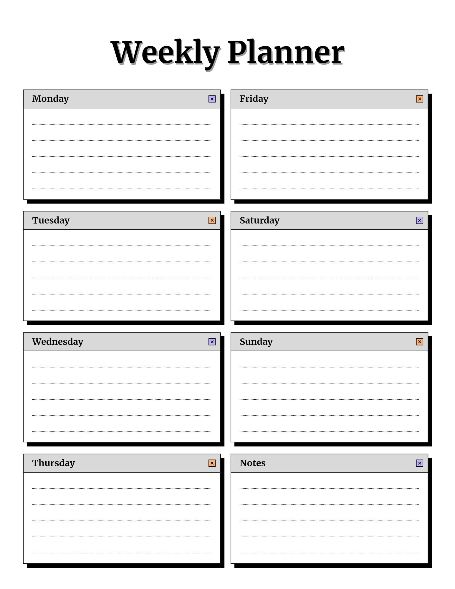 Gratitude and Daily Journal Templates. M102 Daily Plus Weekly Planner ...