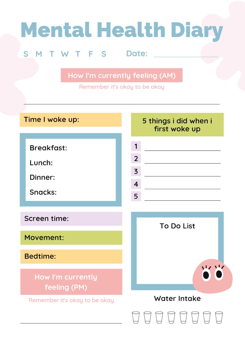 Mental Health Printable Template. Reflection. Daily Focus Journal ...