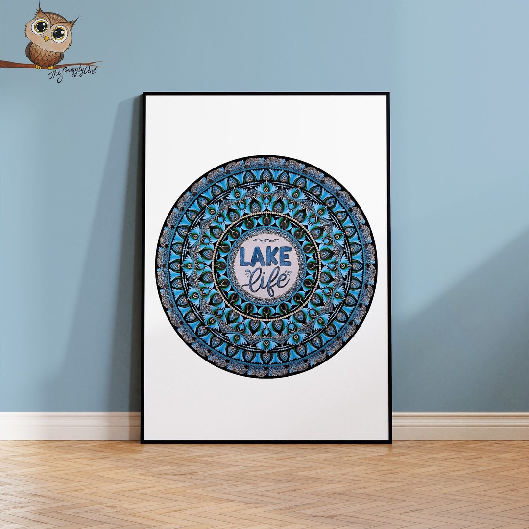 Dot Mandala Painting Poster Print Lake Life Design Oriental Sacred ...