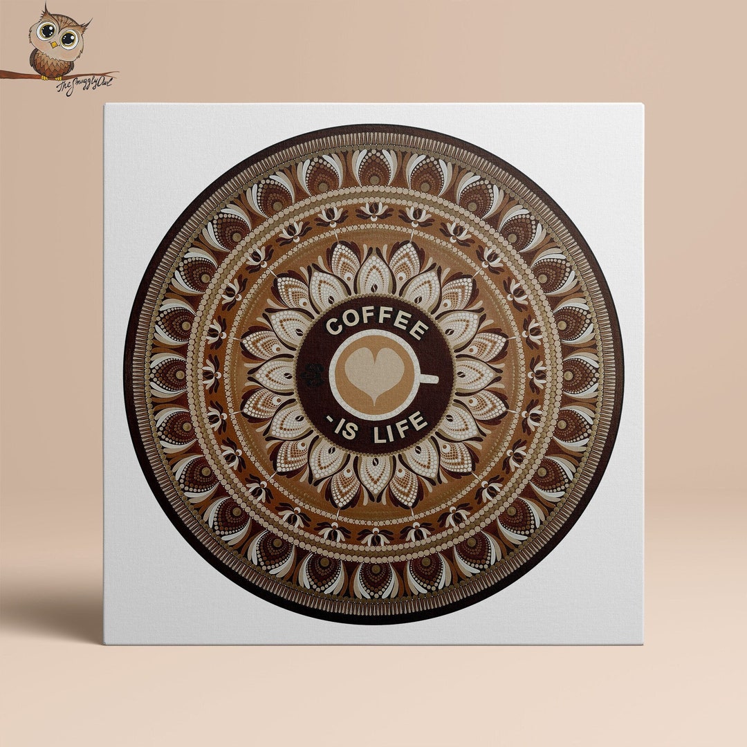 Dot Mandala Painting Canvas Print Espresso Caffeine Design Oriental ...
