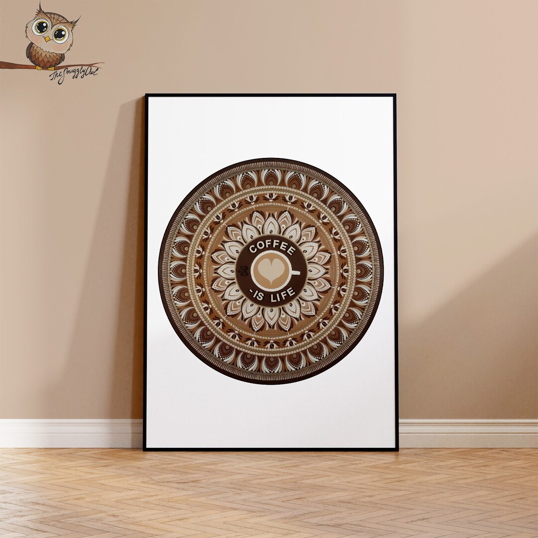 Dot Mandala Painting Poster Print Espresso Caffeine Design Oriental ...