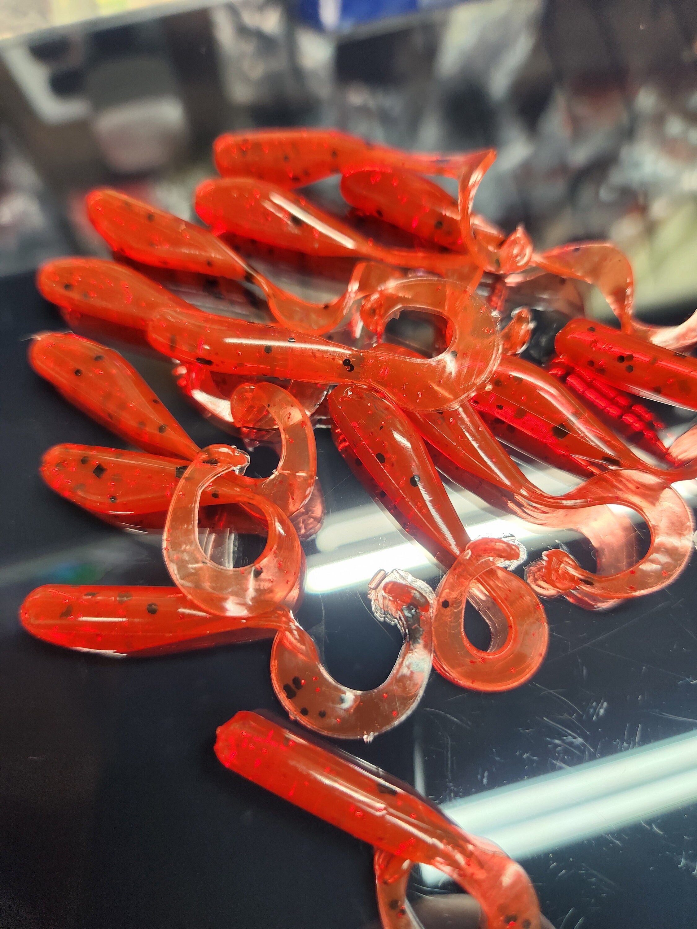 STS 1.75 BA Curly Tail Kicker Soft Plastic Crappie Fishing Bait Cherry ...