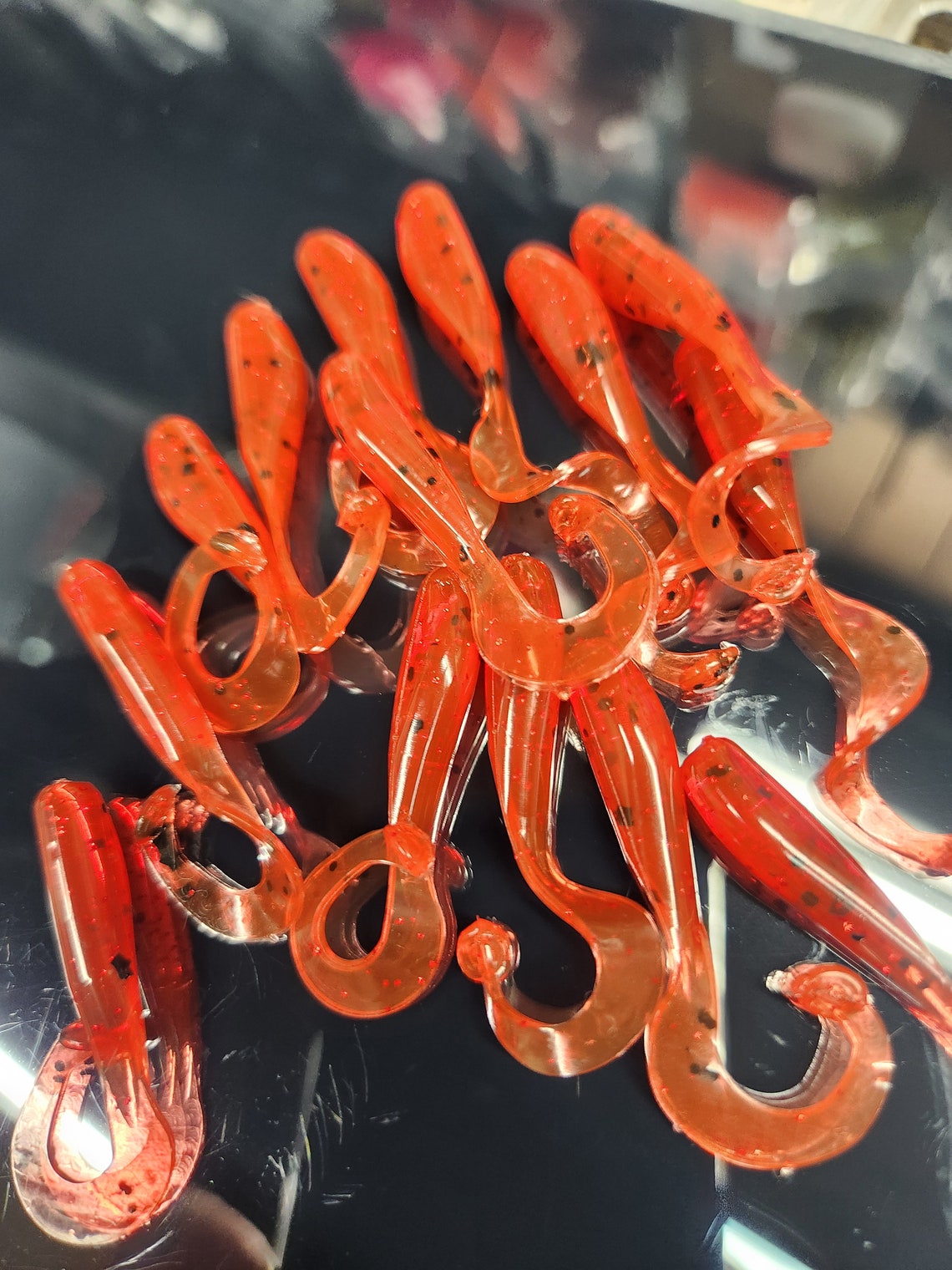 STS 1.75 BA Curly Tail Kicker Soft Plastic Crappie Fishing Bait Cherry ...