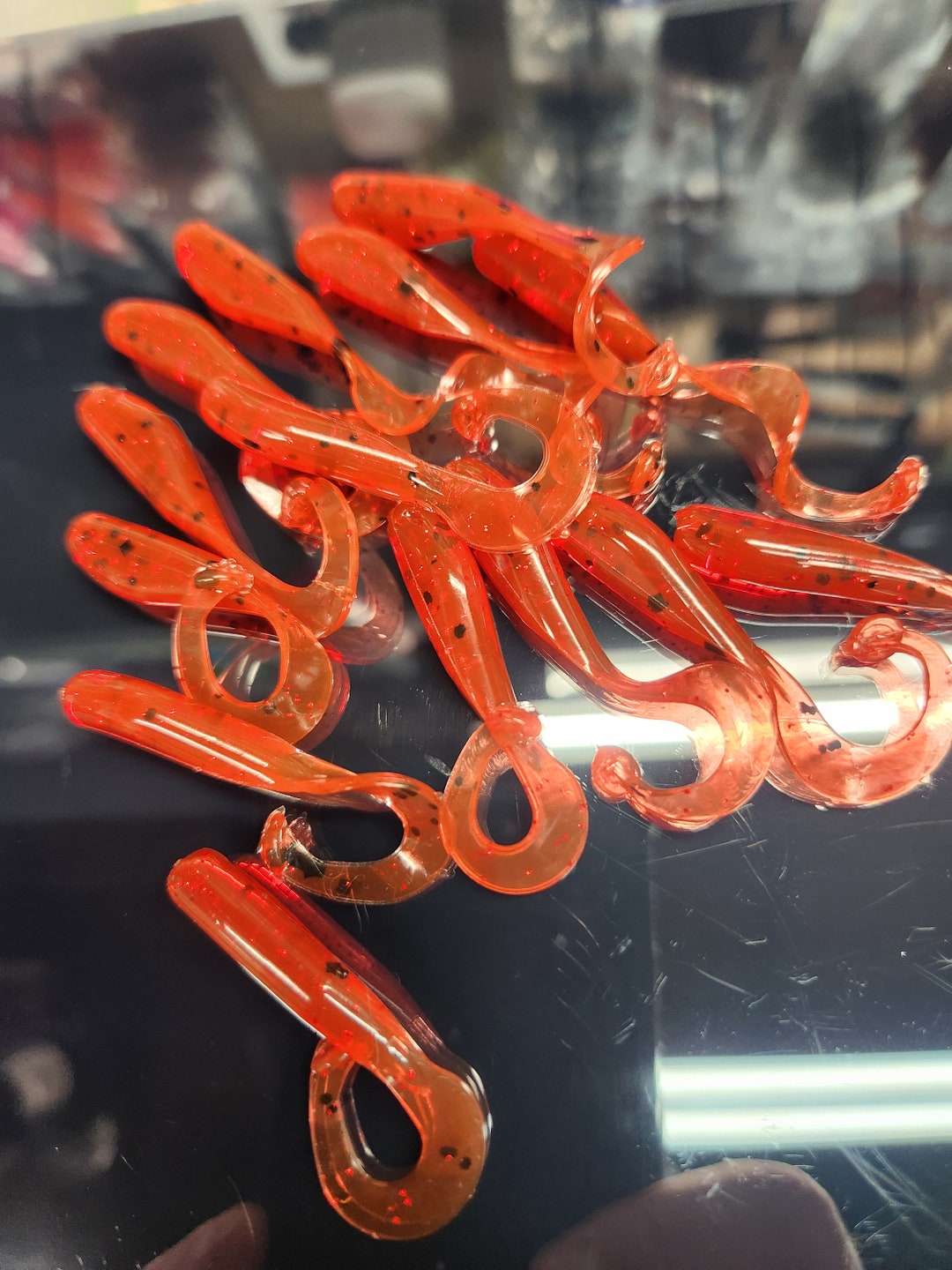 STS 1.75 BA Curly Tail Kicker Soft Plastic Crappie Fishing Bait Cherry ...