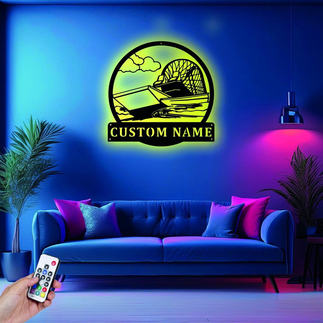 Custom Swamp Boat Metal Wall Art With LED Light, Personalized Swamp ...