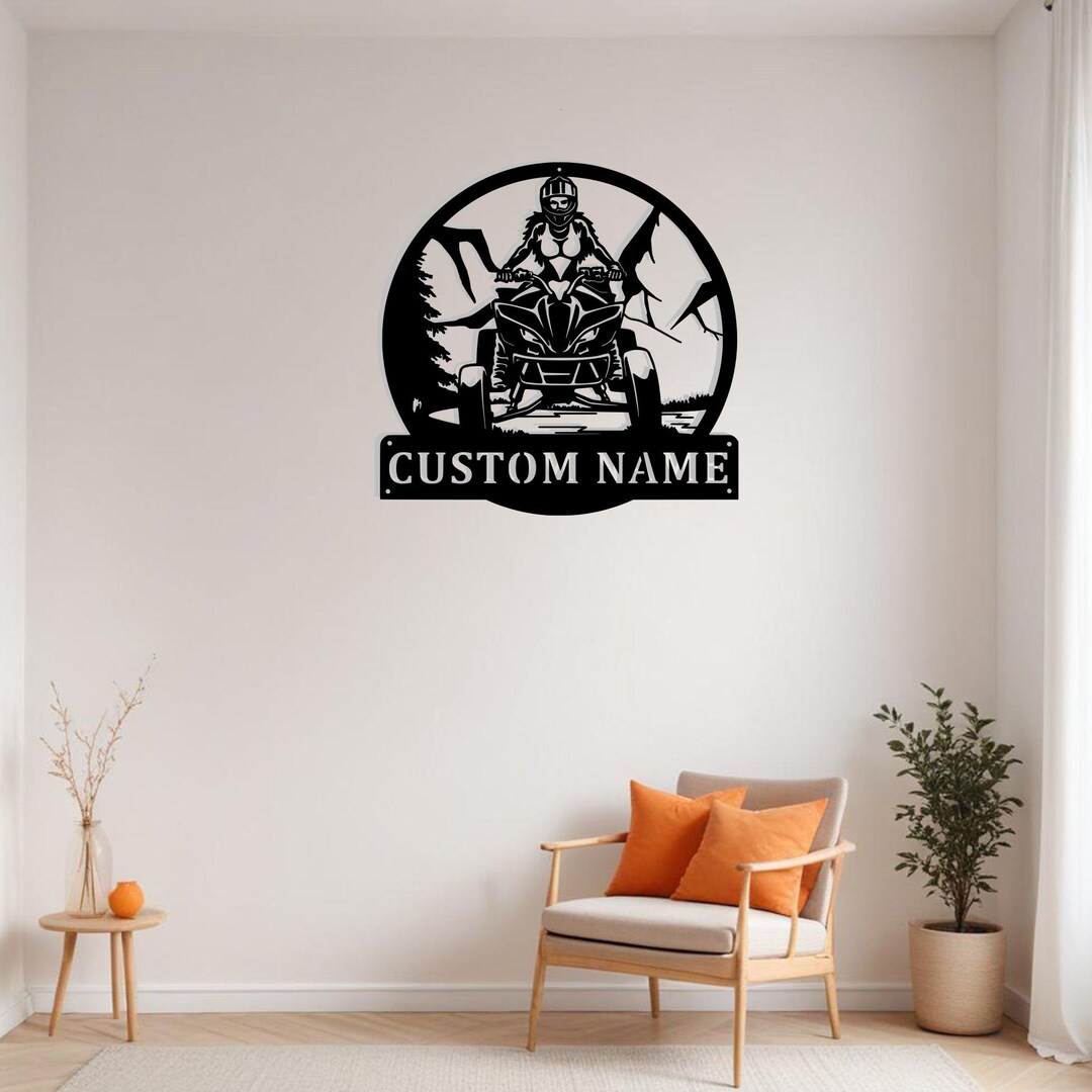 Custom Girl ATV Quad Bike Metal Wall Art, Personalized Girl ATV ...