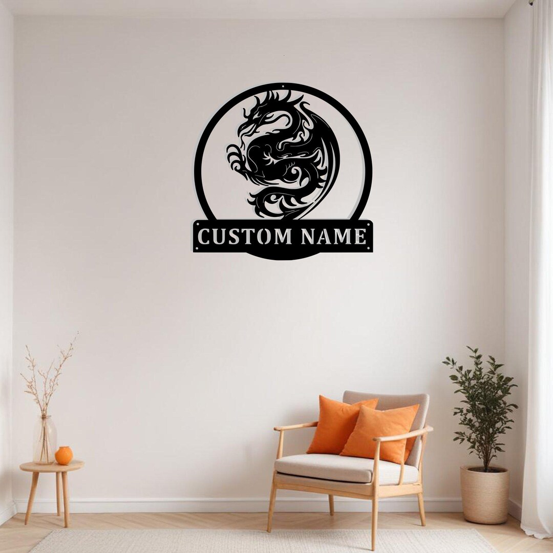 Custom Dragon Metal Wall Art, Personalized Dragon Decoration for Room ...