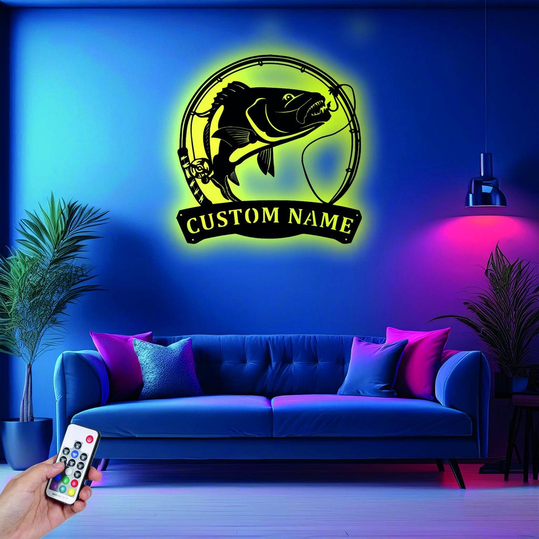 Custom Snapper Fish Metal Wall Art With LED Light, Personalized Snapper ...