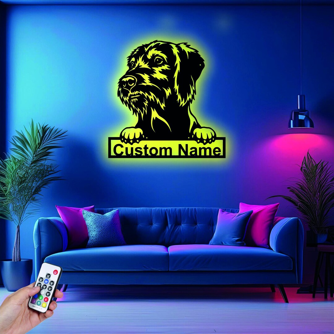 Custom Wirehaired Vizsla Dog Metal Wall Art With LED Light ...